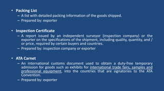Documents involved in International trade, INCOTERMS, Trade and ...