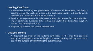 Documents involved in International trade, INCOTERMS, Trade and Exchange Control Formalities | PPTX