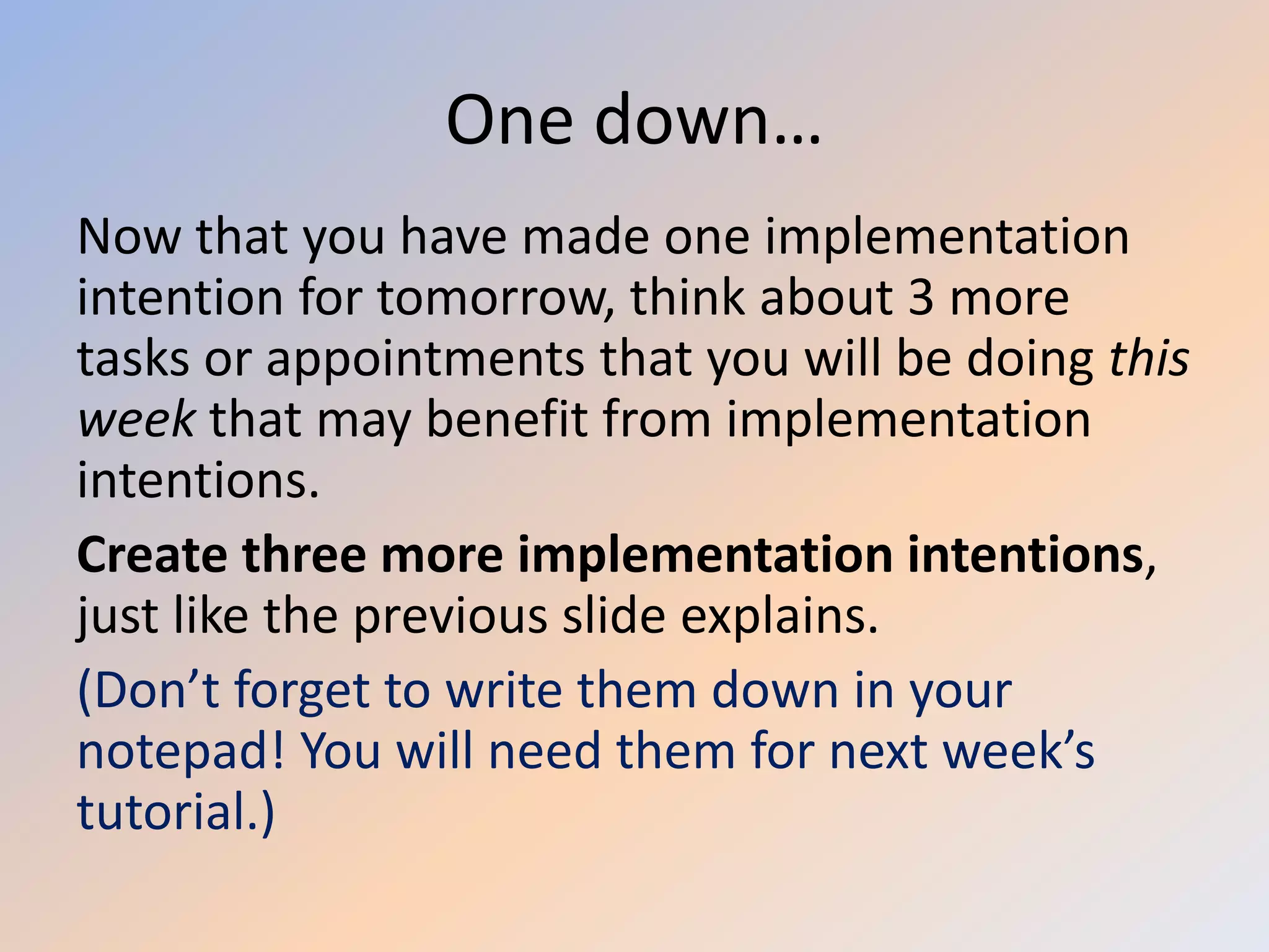 Module 3 Implementation Intentions Ppt