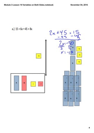 Module 3 lesson 10 variables on both sides | PDF