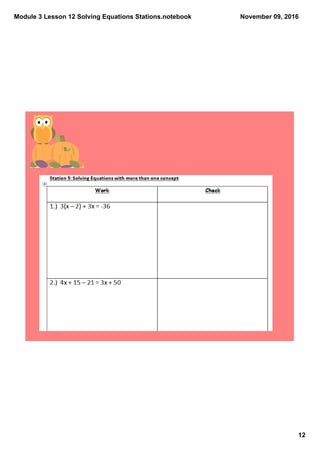 Module 3 lesson 12 solving equations stations | PDF | Education