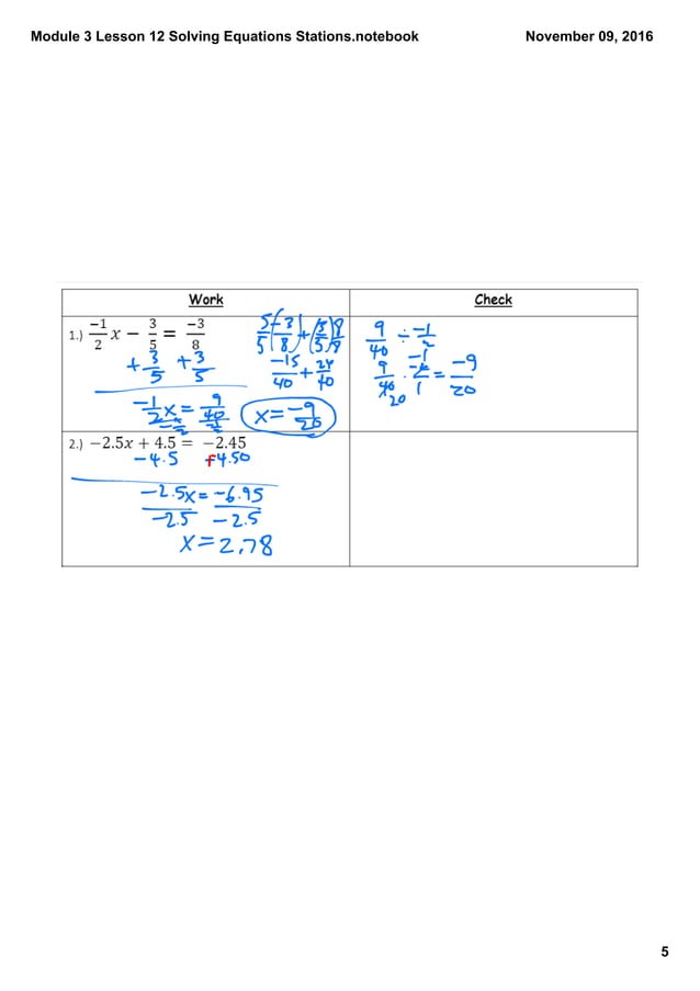 Module 3 lesson 12 solving equations stations | PDF | Education