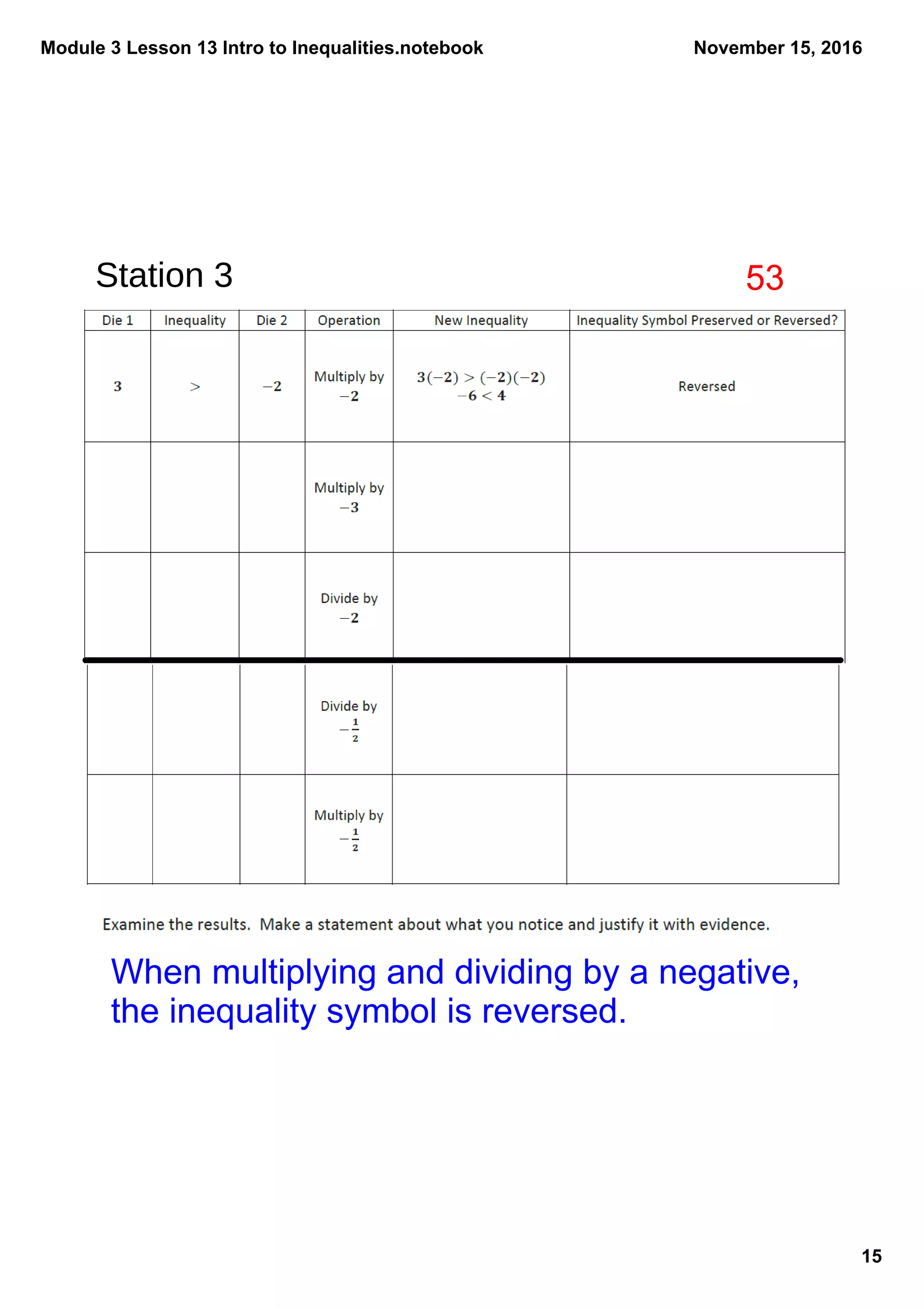Module 3 lesson 13 intro to inequalities | PDF