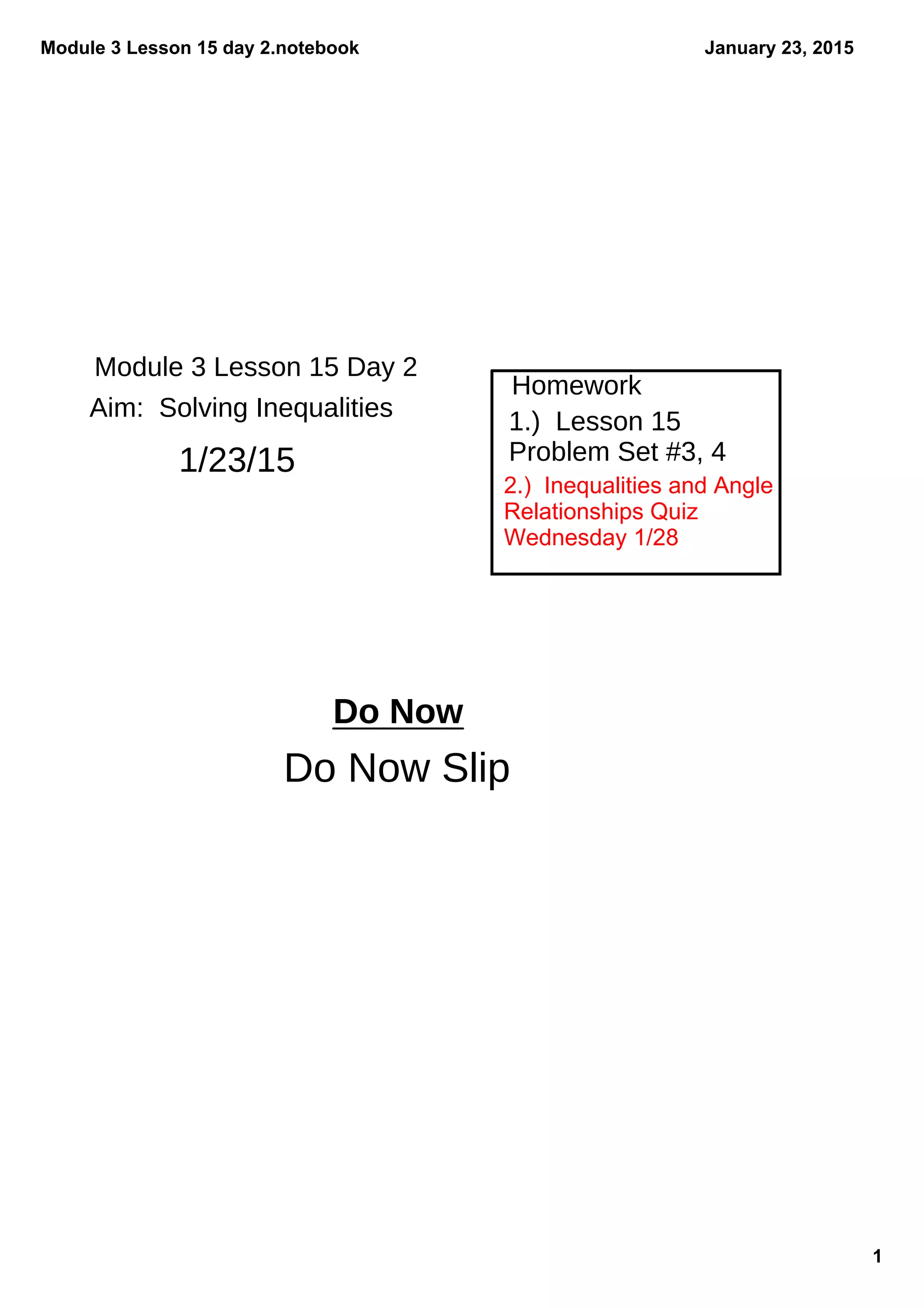 Module 3 lesson 15 day 2 | PDF