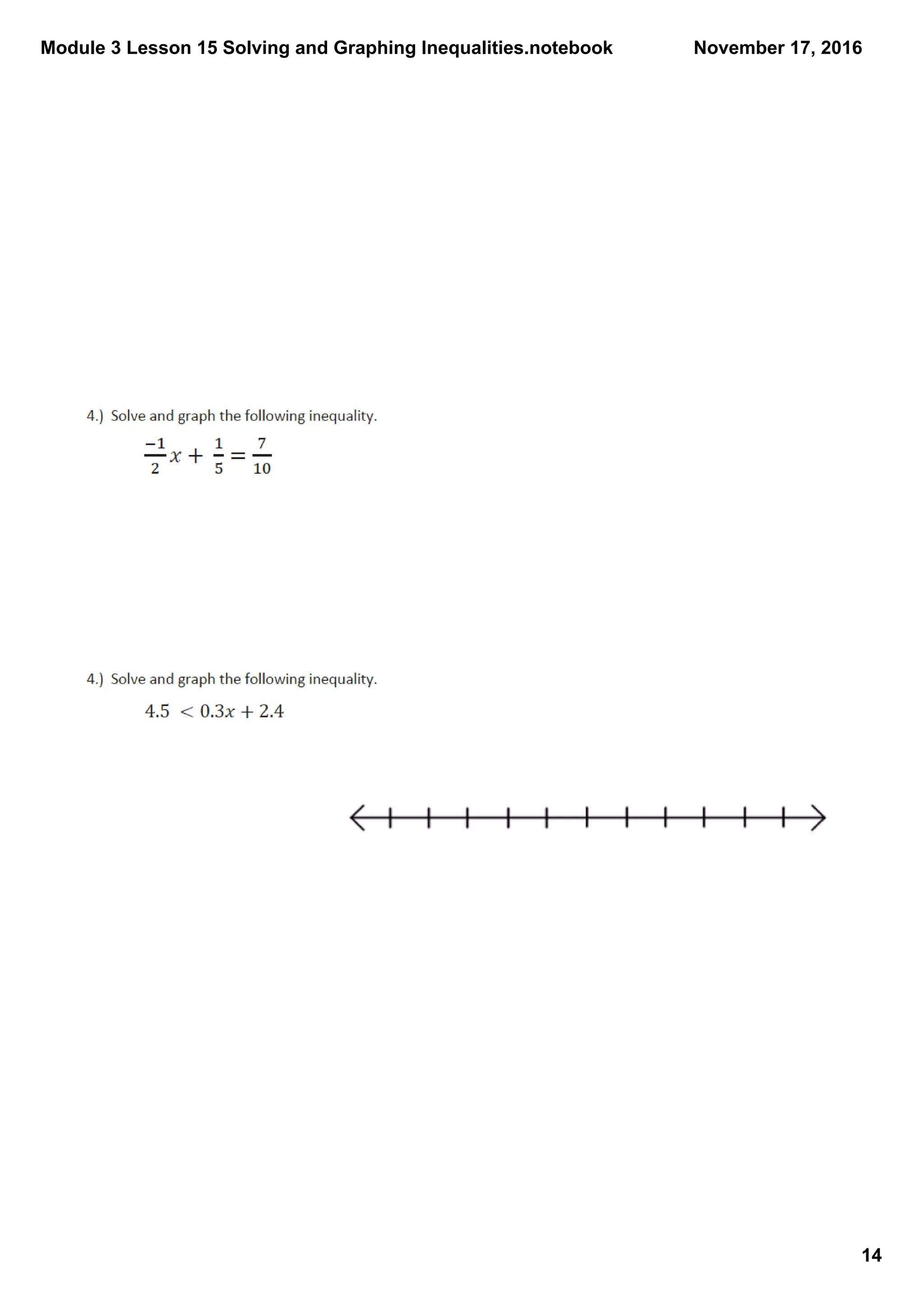 Module 3 lesson 15 solving and graphing inequalities | PDF