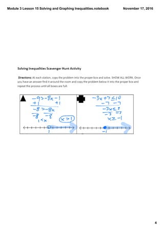 Module 3 lesson 15 solving and graphing inequalities | PDF