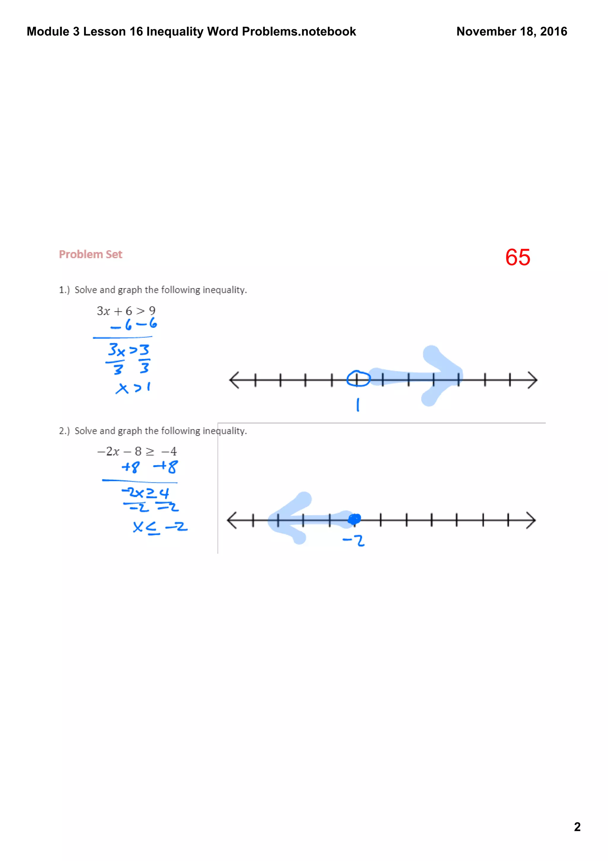 Module 3 lesson 16 inequality word problems | PDF