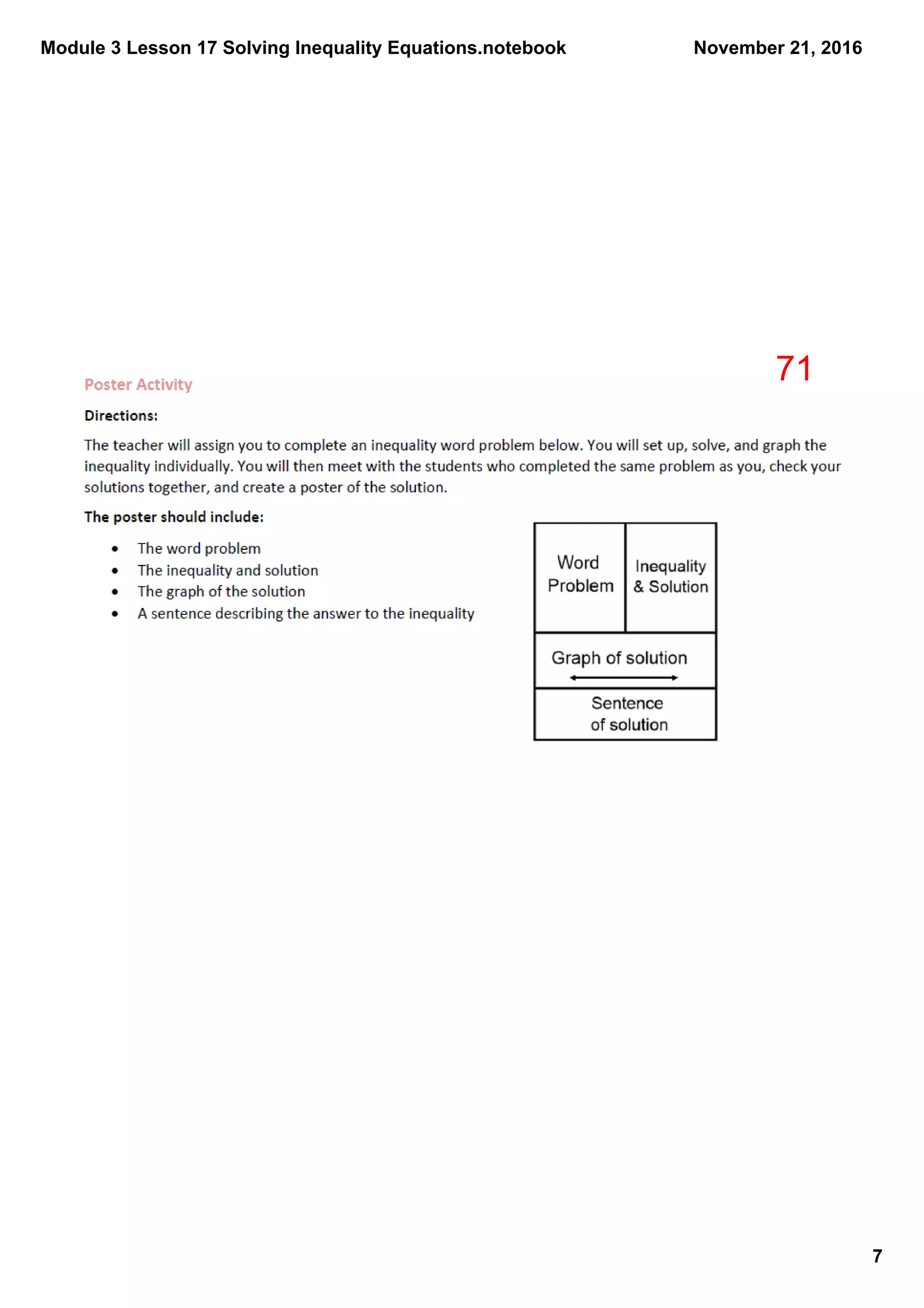 Module 3 lesson 17 solving inequality equations | PDF | Homework and ...