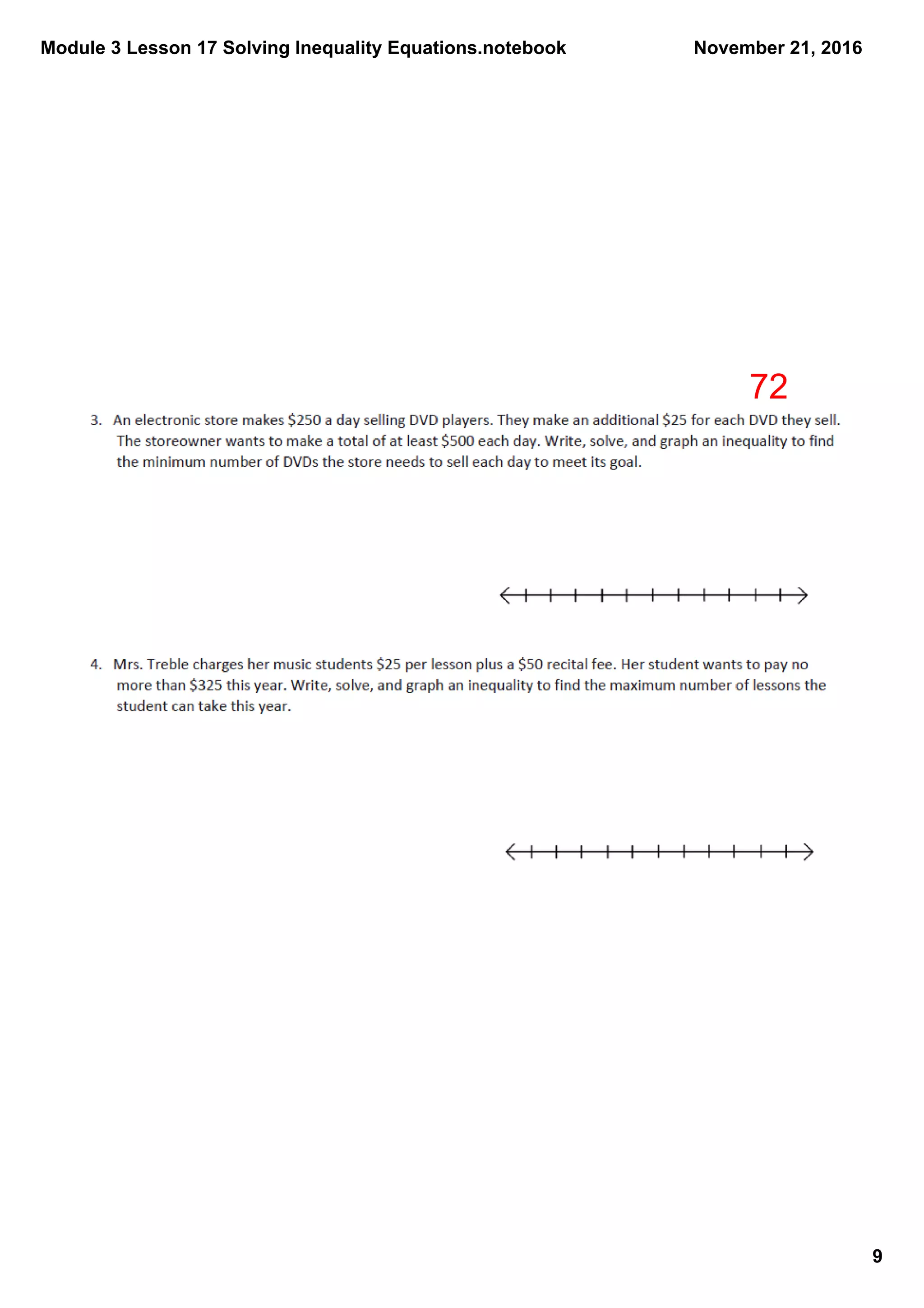 Module 3 lesson 17 solving inequality equations | PDF | Homework and ...