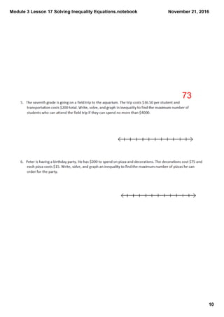 Module 3 lesson 17 solving inequality equations | PDF | Homework and ...