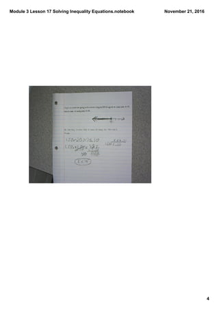 Module 3 lesson 17 solving inequality equations | PDF | Homework and ...