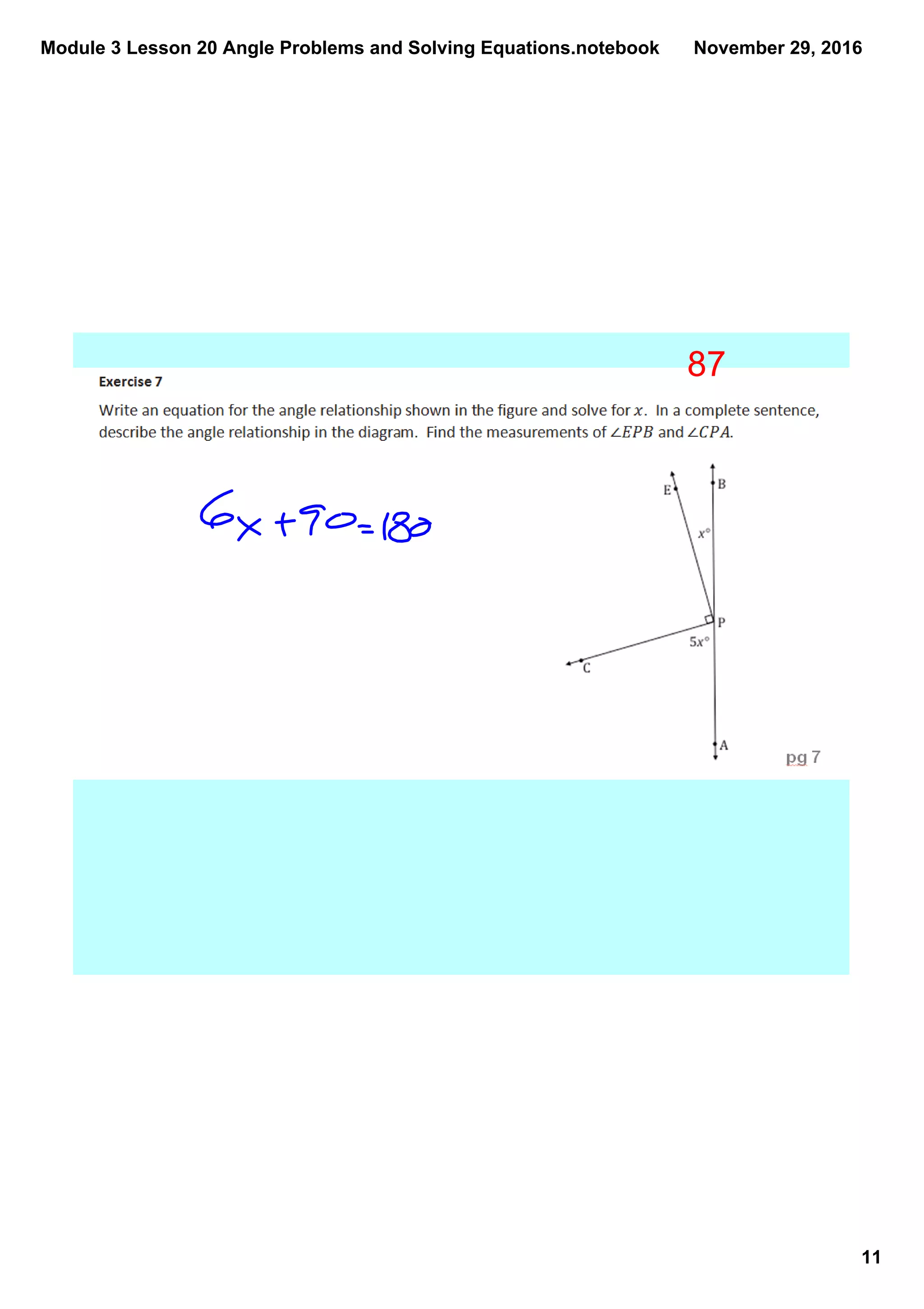 Module 3 lesson 20 angle problems and solving equations | PDF