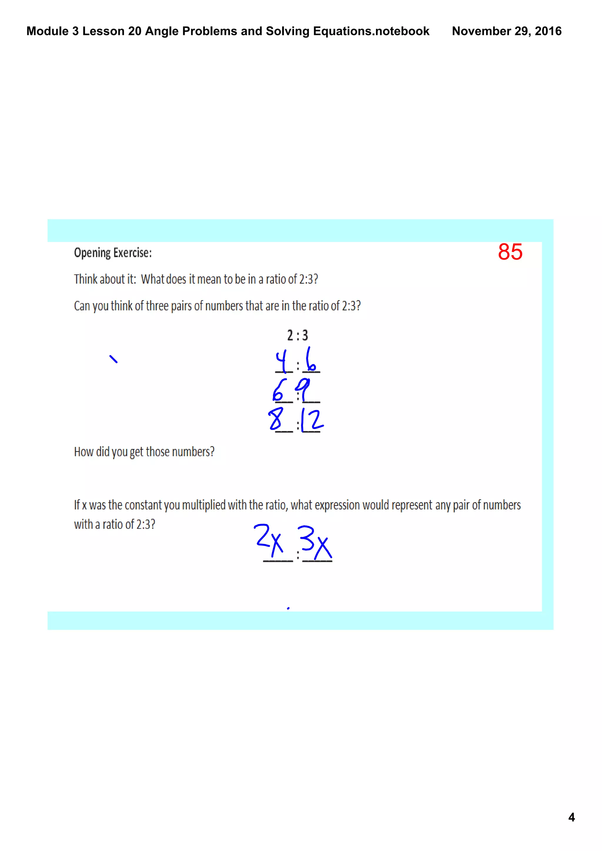 Module 3 lesson 20 angle problems and solving equations | PDF