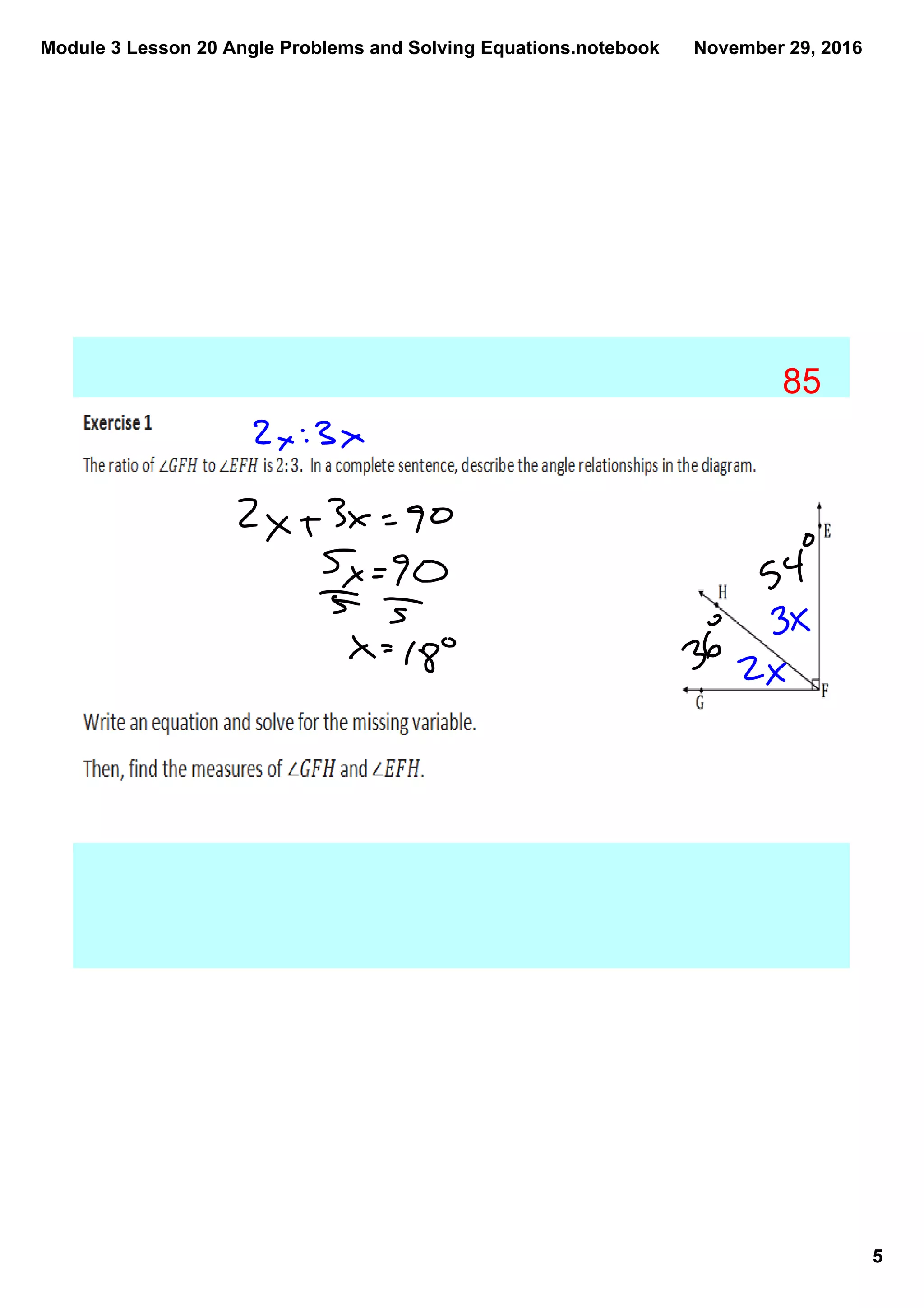 Module 3 lesson 20 angle problems and solving equations | PDF