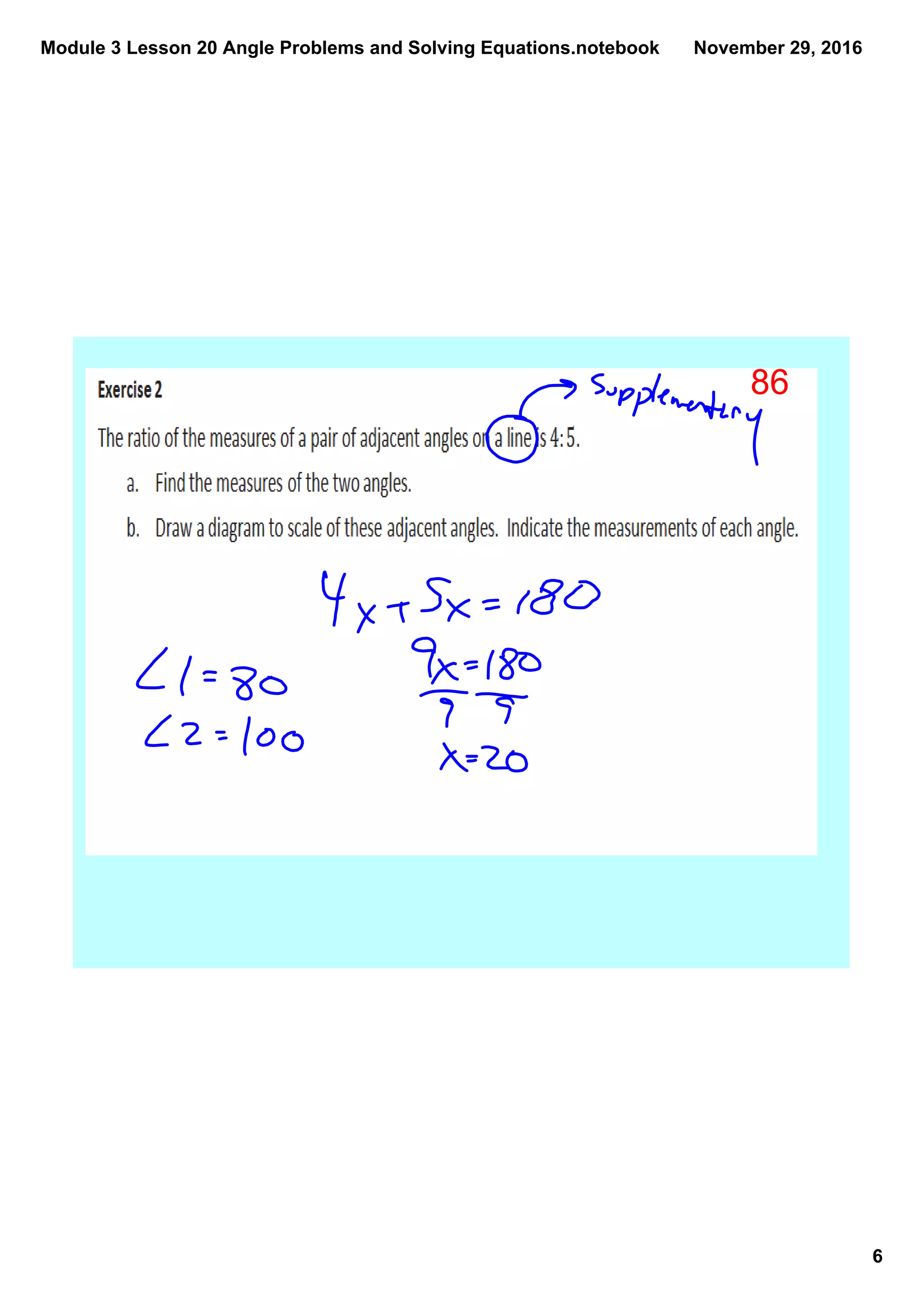 Module 3 lesson 20 angle problems and solving equations | PDF