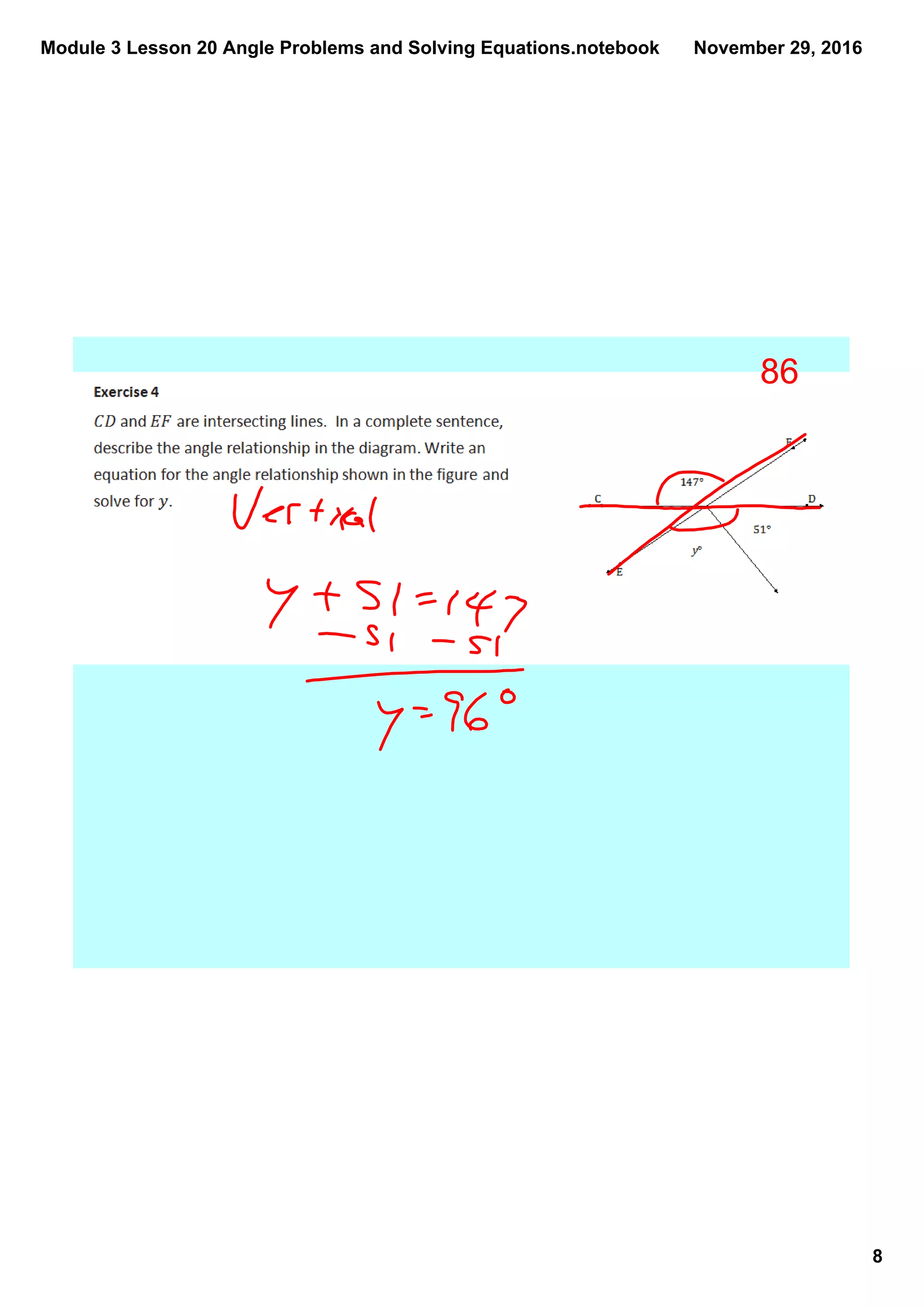 Module 3 lesson 20 angle problems and solving equations | PDF
