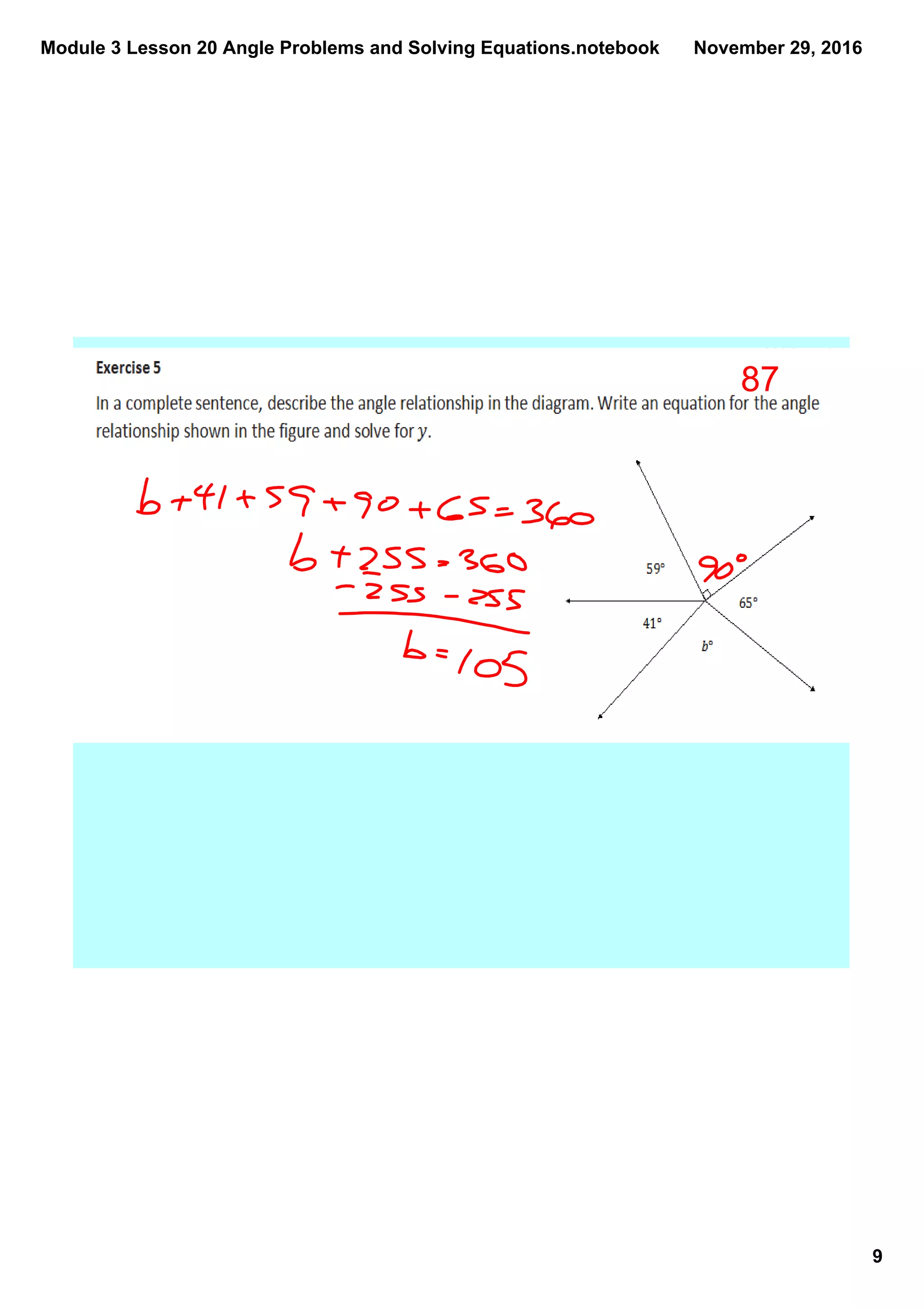 Module 3 lesson 20 angle problems and solving equations | PDF