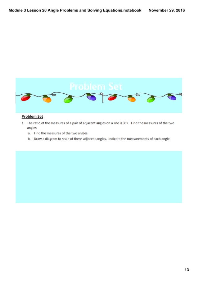 Module 3 lesson 20 angle problems and solving equations | PDF