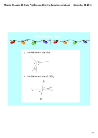 Module 3 lesson 20 angle problems and solving equations | PDF