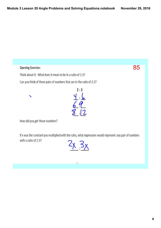 Module 3 lesson 20 angle problems and solving equations | PDF