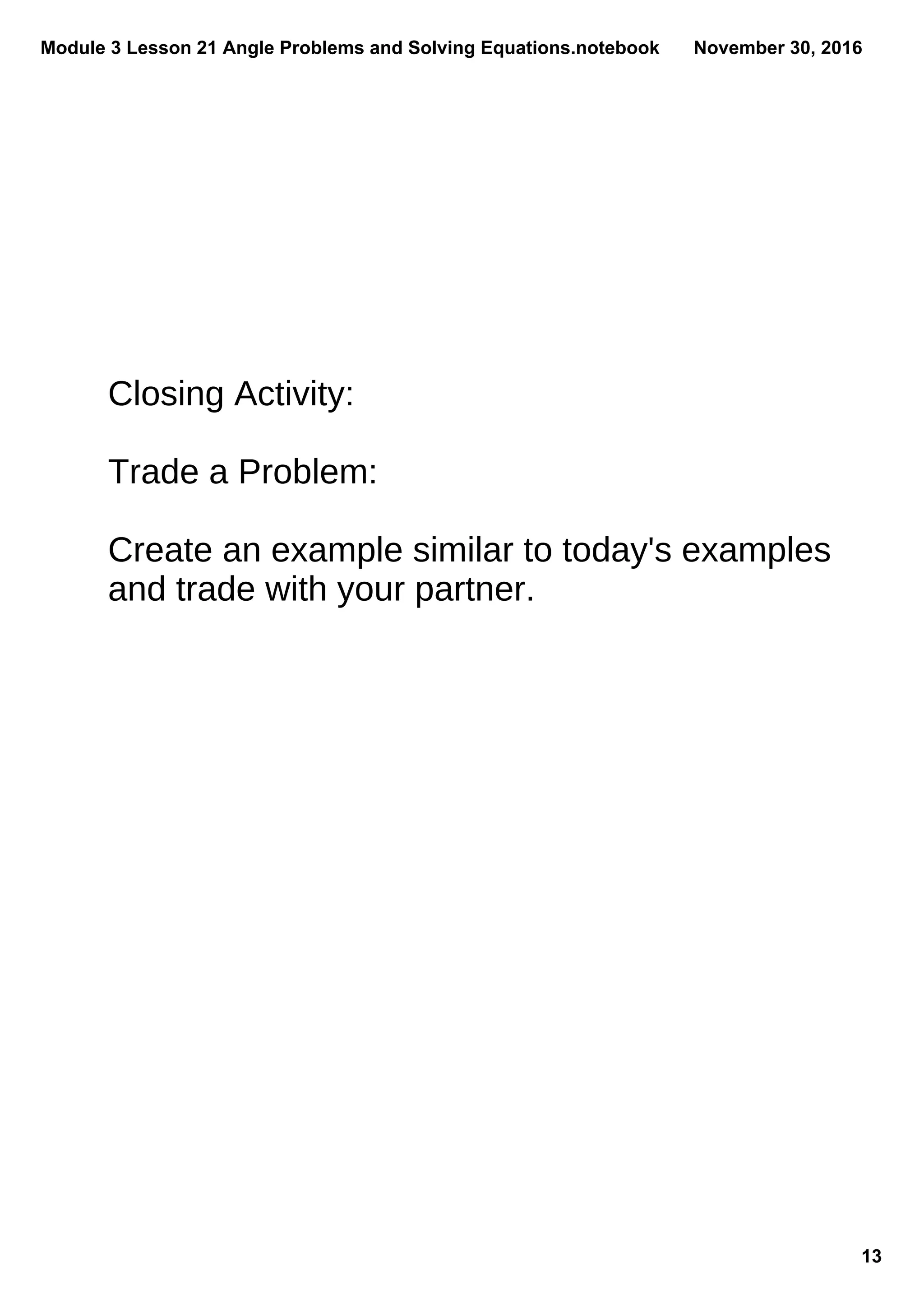 Module 3 lesson 21 angle problems and solving equations | PDF