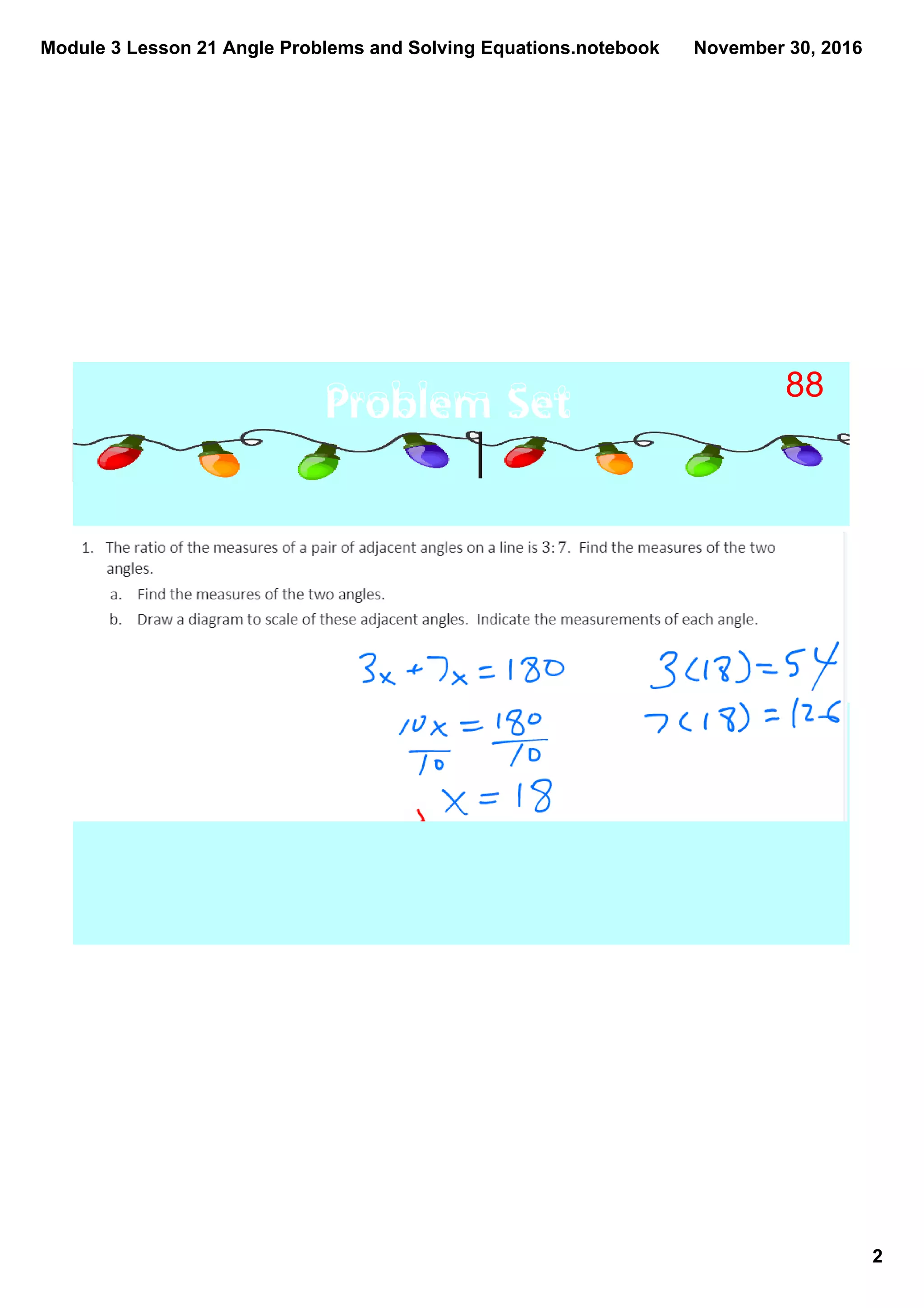 Module 3 lesson 21 angle problems and solving equations | PDF