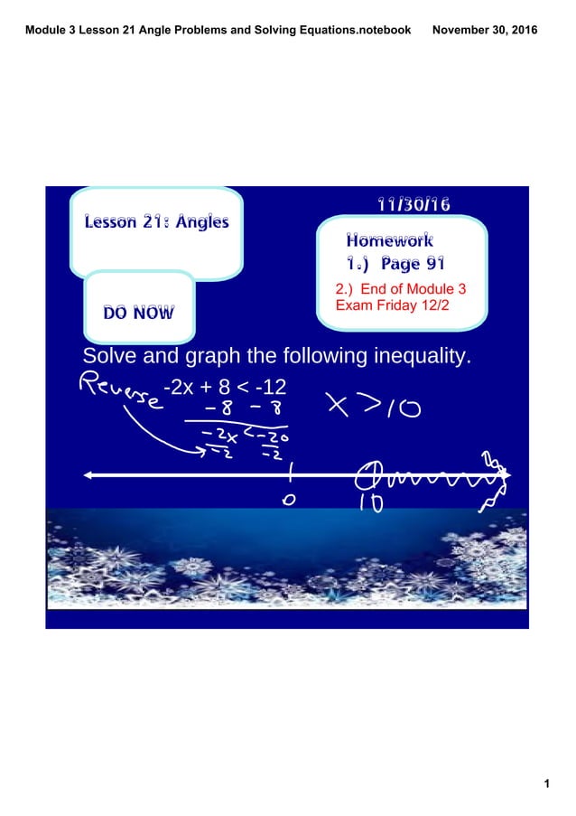Module 3 lesson 21 angle problems and solving equations | PDF