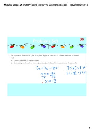 Module 3 lesson 21 angle problems and solving equations | PDF