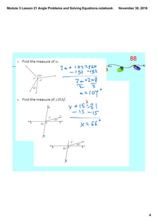 Module 3 lesson 21 angle problems and solving equations | PDF