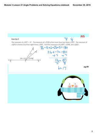 Module 3 lesson 21 angle problems and solving equations | PDF
