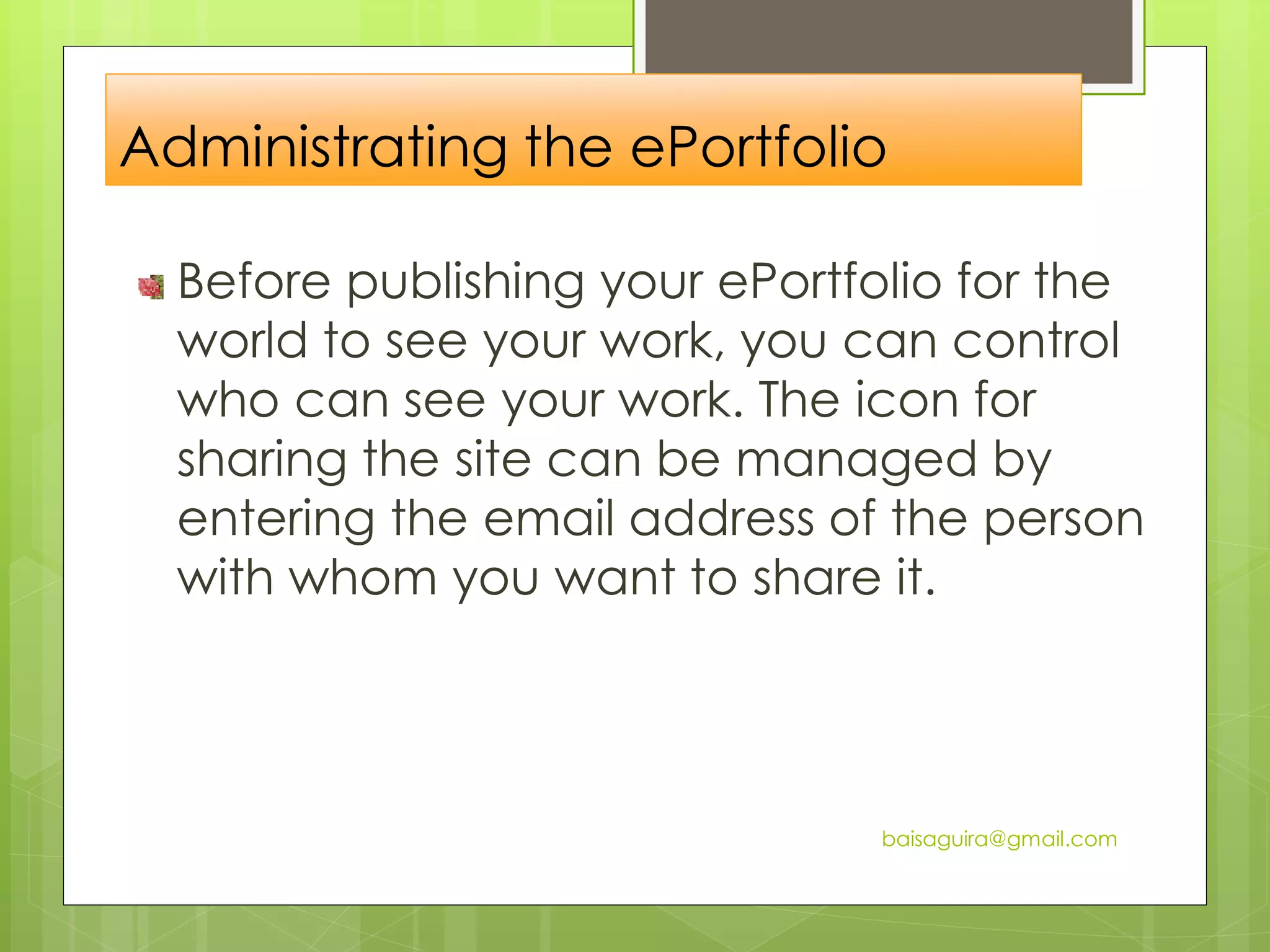 Creating ePortfolio as a Technology Tool | PDF