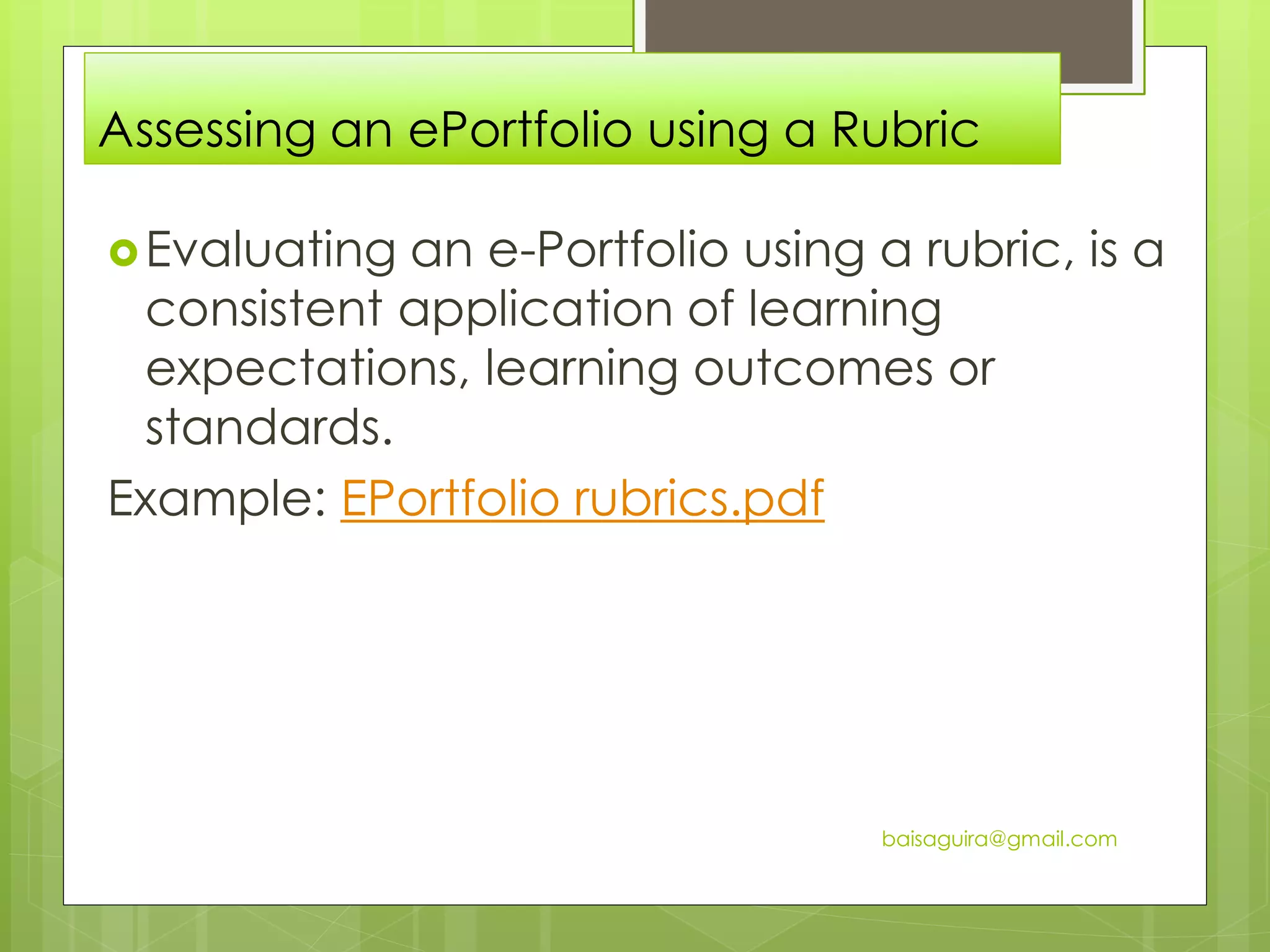 Creating ePortfolio as a Technology Tool | PDF