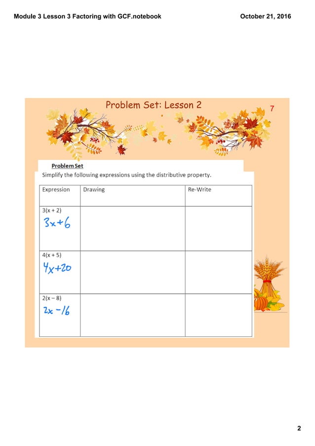 Module 3 lesson 3 factoring with gcf | PDF