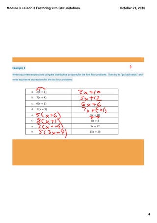 Module 3 lesson 3 factoring with gcf | PDF