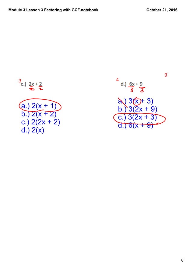Module 3 lesson 3 factoring with gcf | PDF