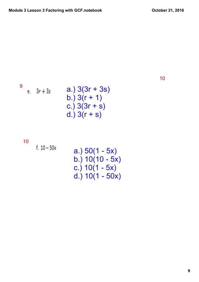 Module 3 lesson 3 factoring with gcf | PDF