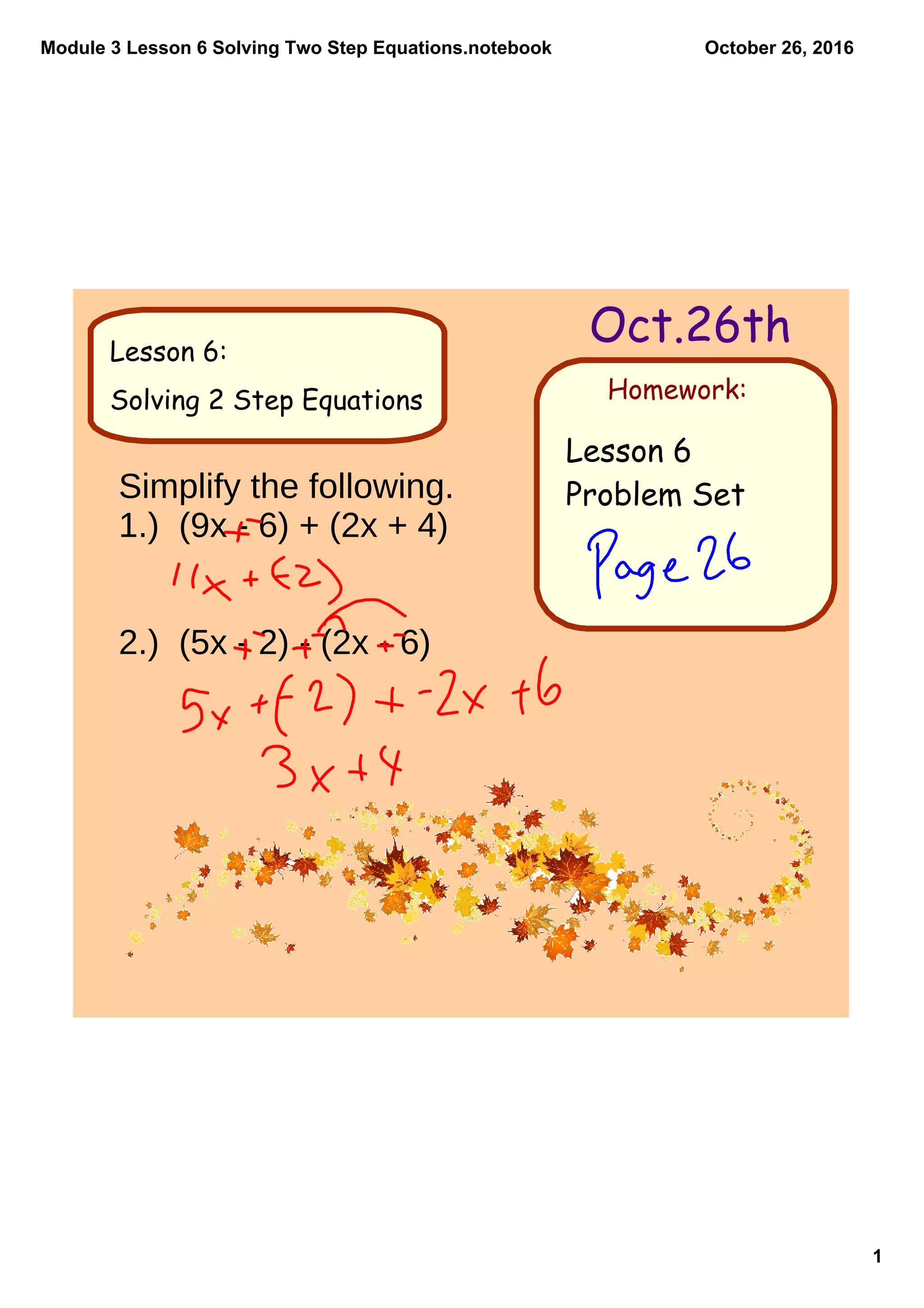 Module 3 lesson 6 solving two step equations | PDF