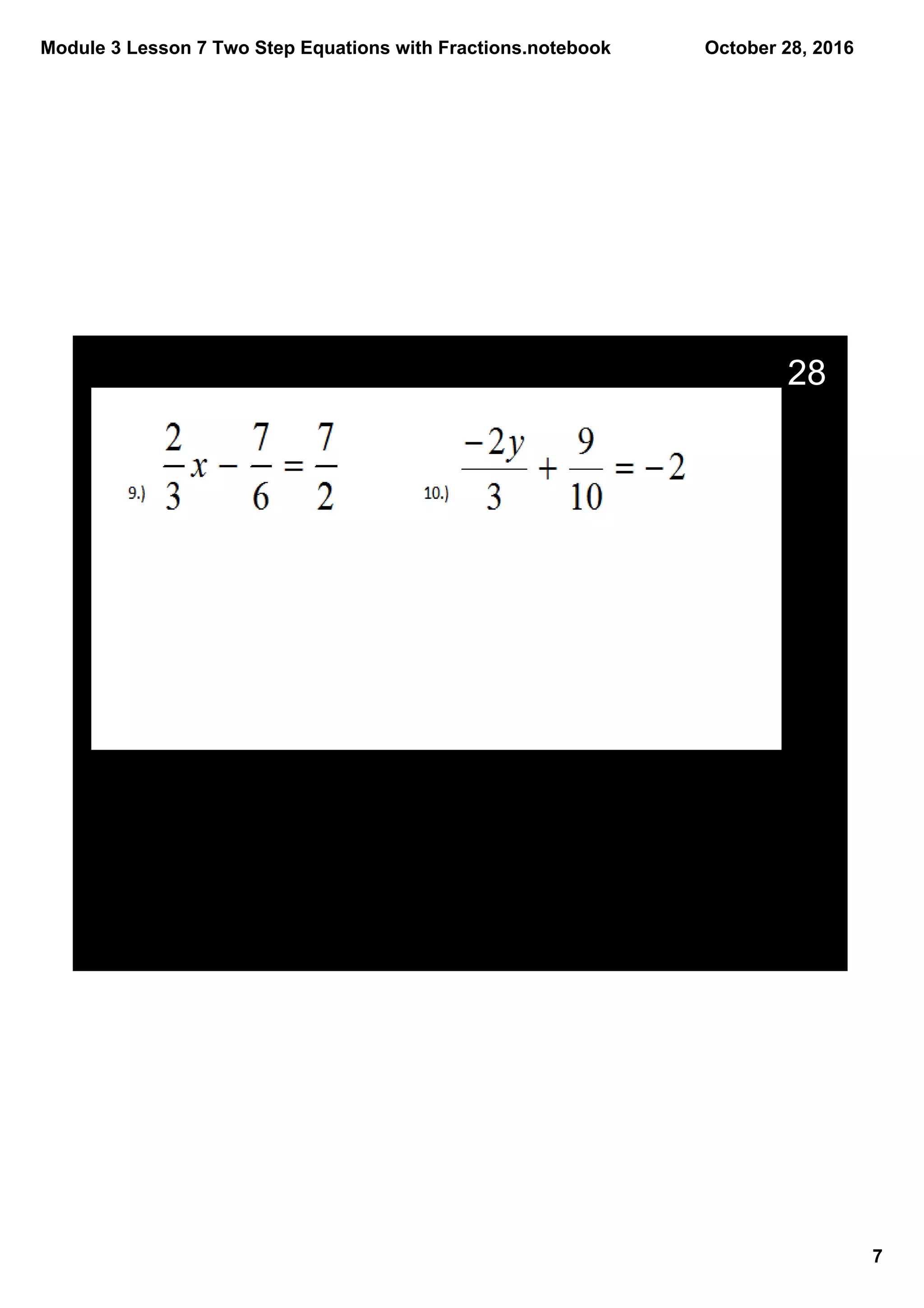 Module 3 lesson 7 two step equations with fractions | PDF
