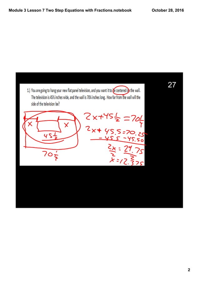 Module 3 lesson 7 two step equations with fractions | PDF