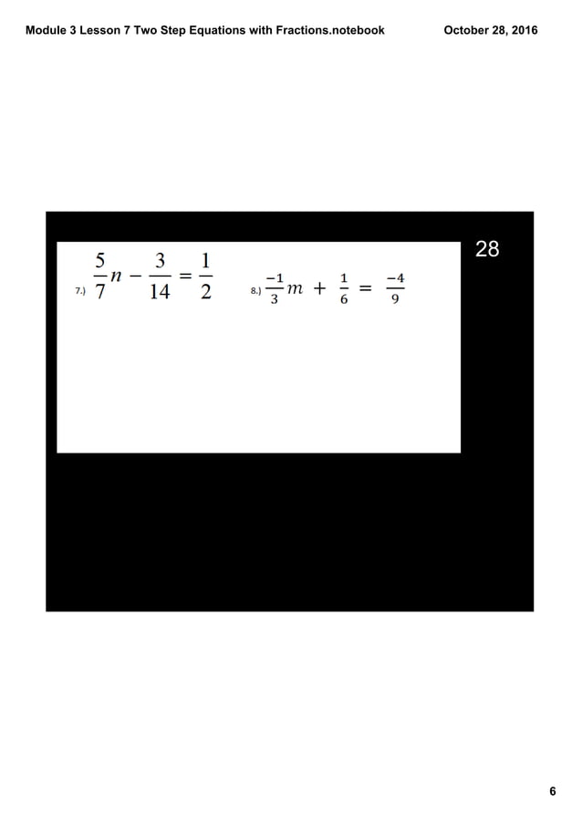 Module 3 lesson 7 two step equations with fractions | PDF