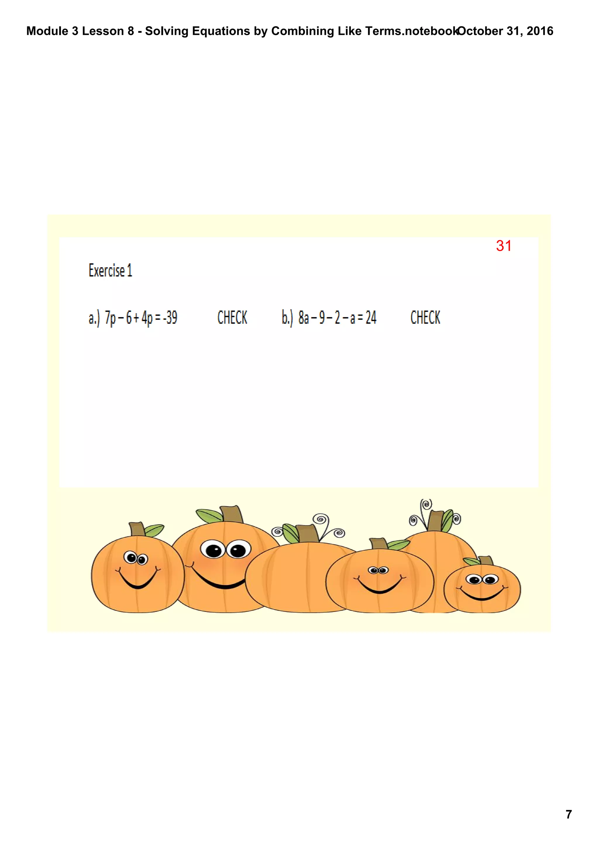 Module 3 lesson 8 solving equations by combining like terms | PDF ...