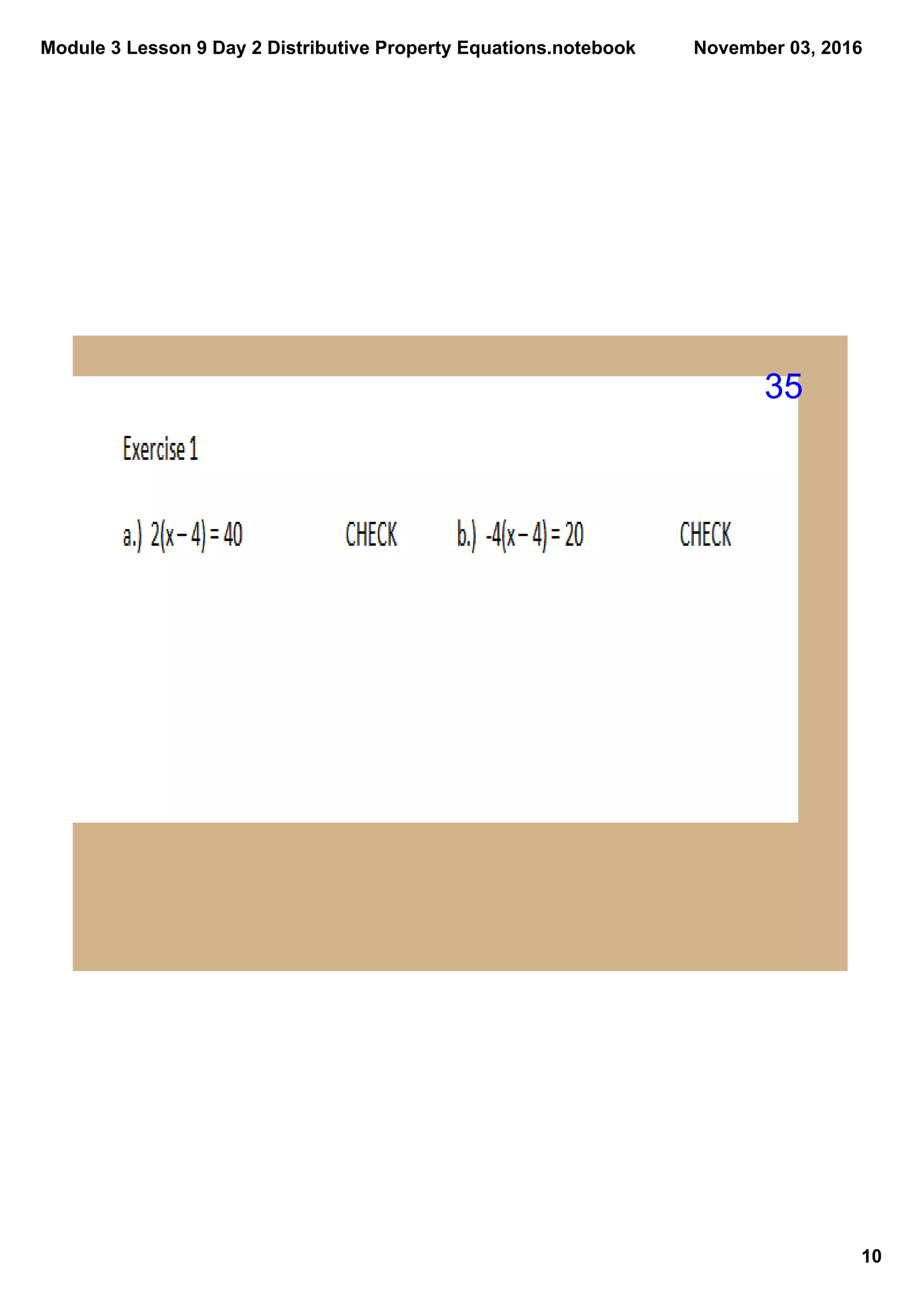 Module 3 lesson 9 day 2 distributive property equations | PDF