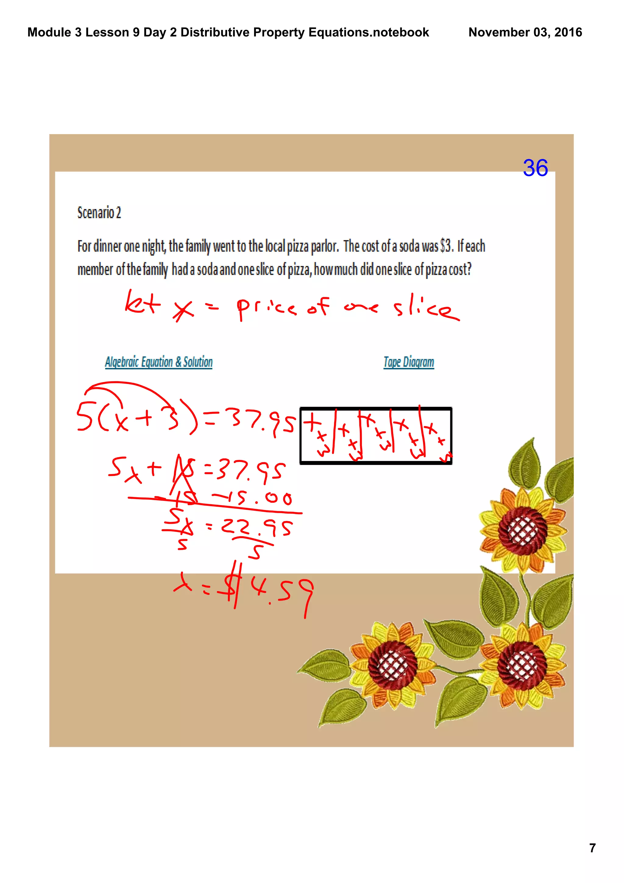 Module 3 lesson 9 day 2 distributive property equations | PDF