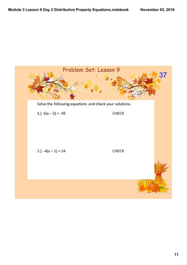 Module 3 lesson 9 day 2 distributive property equations | PDF