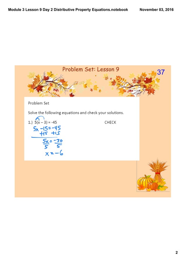 Module 3 lesson 9 day 2 distributive property equations | PDF