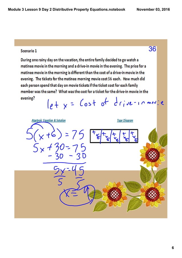 Module 3 lesson 9 day 2 distributive property equations | PDF