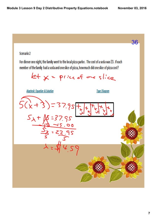 Module 3 lesson 9 day 2 distributive property equations | PDF