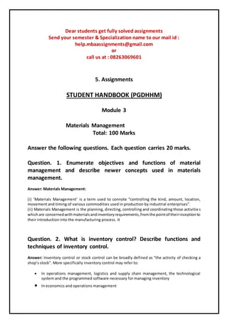 Module 3 materials management | PDF