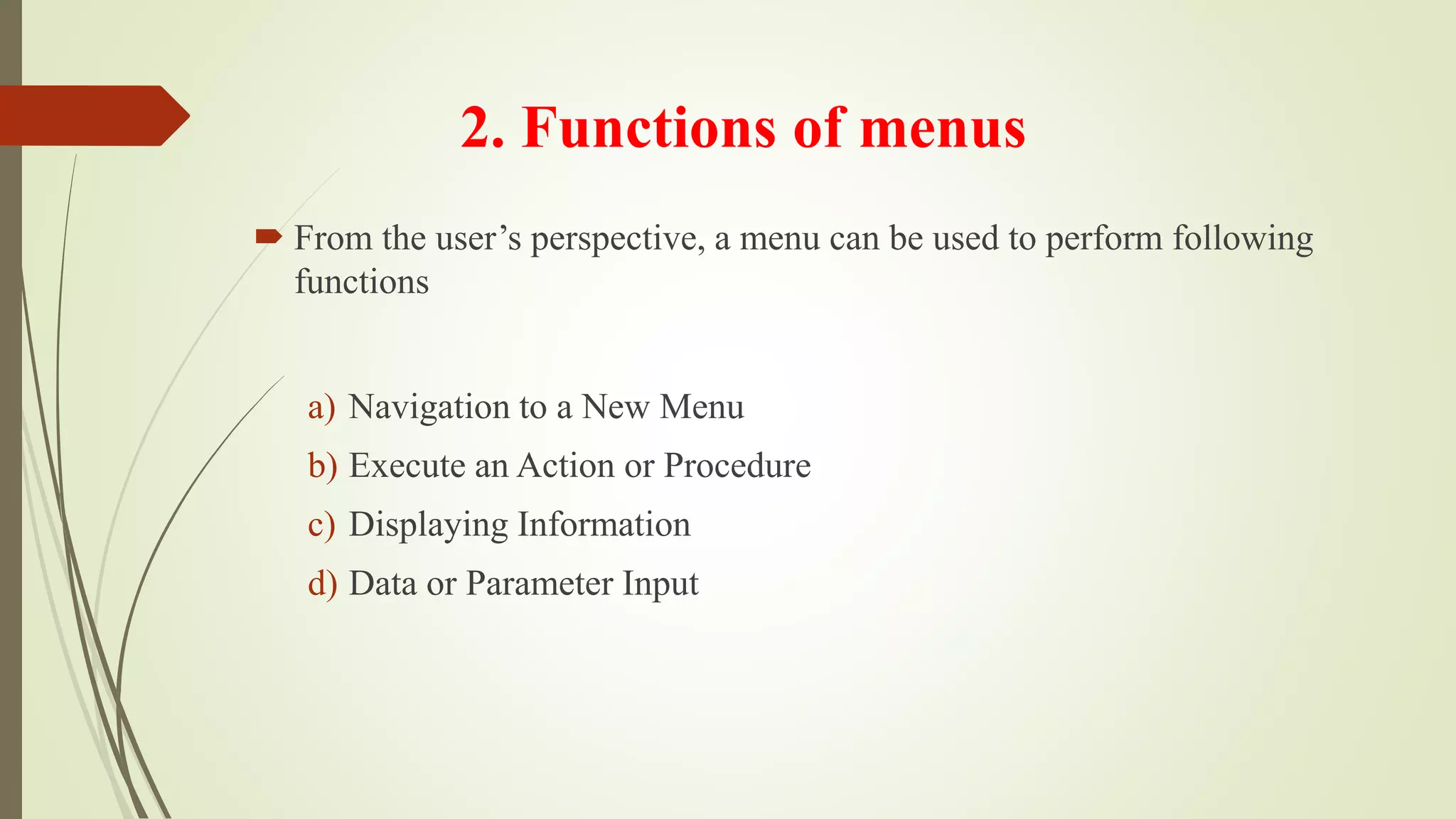 User Interface Design- Module 3 Menus | PDF