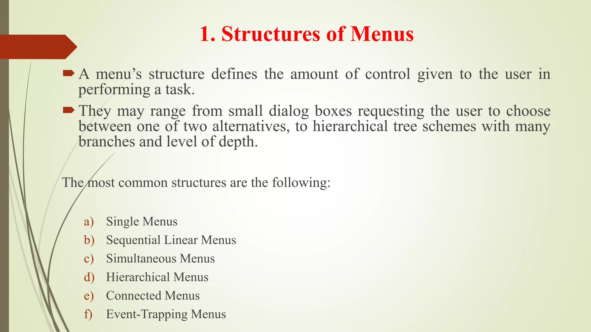 User Interface Design- Module 3 Menus | PDF